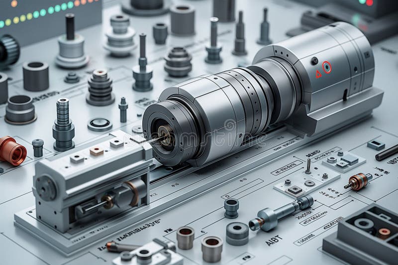 Industrial Machine Tool with Various Mechanical Parts and Gauges ...