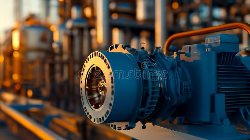 Industrial Machinery Component Close-up at Sunset, Showcasing Intricate ...