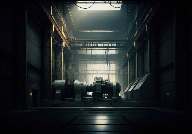 Industrial Machinery Dimly Lit Warehouse Dramatic Lighting Stock Photos ...