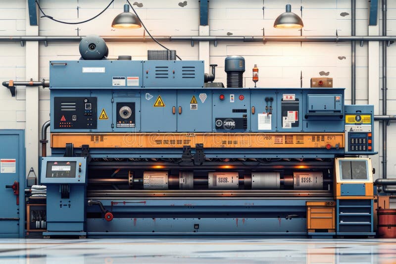 Industrial Machinery in a Factory with Three Large Rollers and Various ...