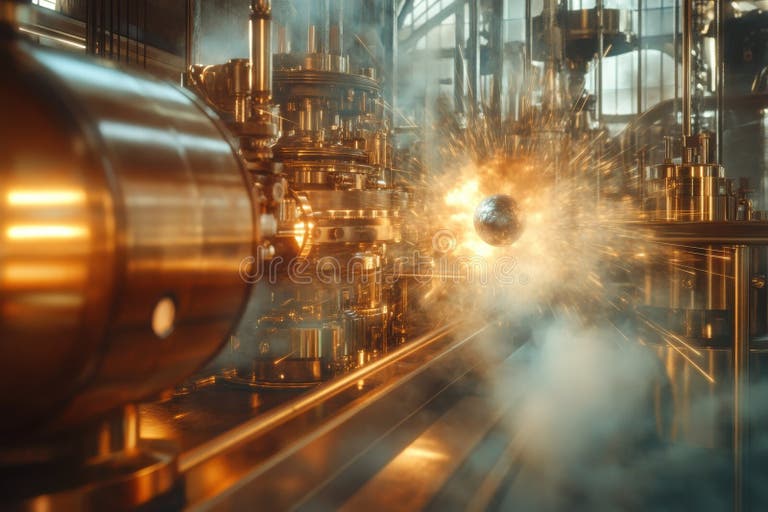 Industrial Machinery Generates Sparks during a Dynamic Metal Processing ...
