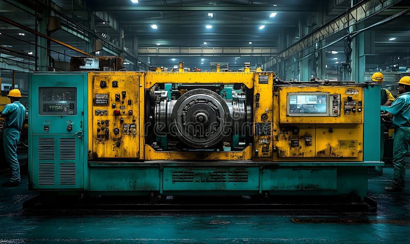 Industrial Machinery in a Large Factory. Workers are Present Stock ...