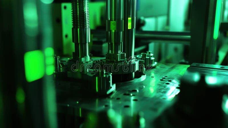 Industrial Machinery Operating with Precision in Green Light ...