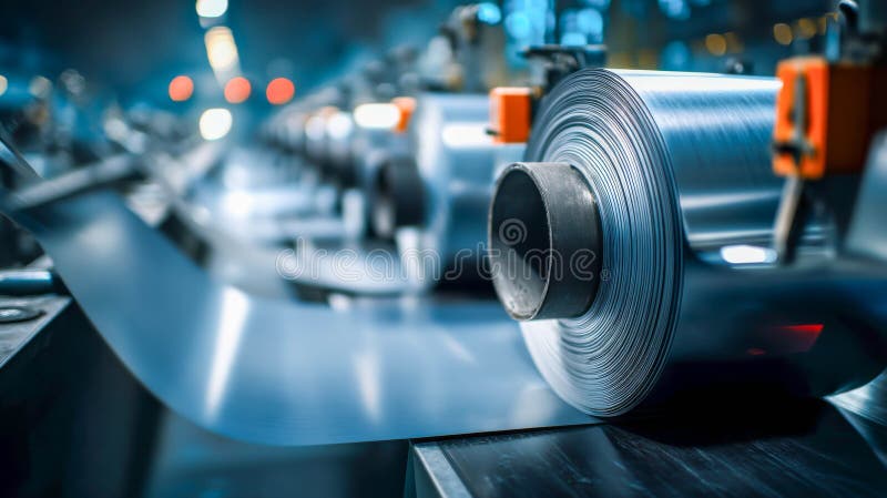 Industrial Machinery Processing Metal Sheets in a Factory Setting ...