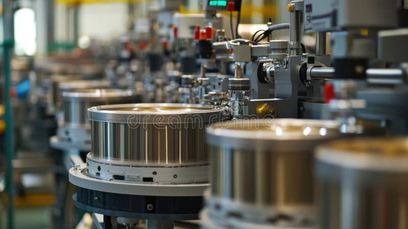 Industrial Machinery Processing Components on Assembly Line Stock Photo ...