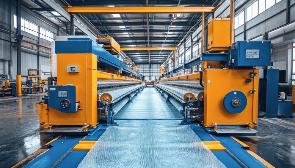 Industrial Machinery Processing Plastic Mesh in Factory Stock Photo ...