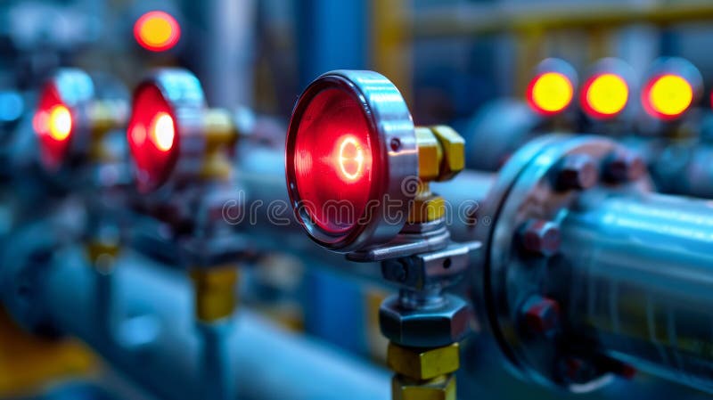 Industrial Machinery with Red Warning Lights, High-tech Equipment Stock ...