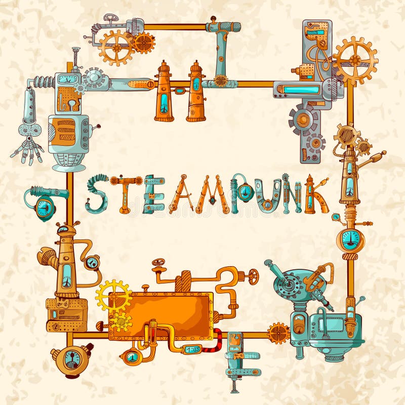 Vintage Steampunk Vector Design Set Stock Vector - Illustration of ...