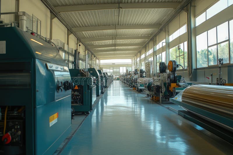 Industrial Machines Processing Materials in a Cable Factory Stock ...