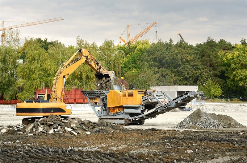 Industrial Machines in Road Construction Stock Photo - Image of loader ...