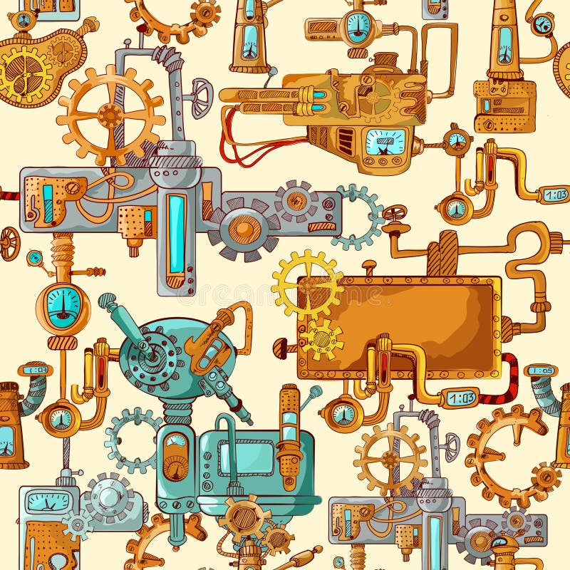 Industrial Machines Seamless Stock Vector - Illustration of gearing ...