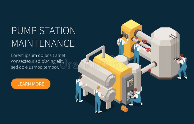 Industrial Maintenance Engineer Technician Colored and Isometric ...