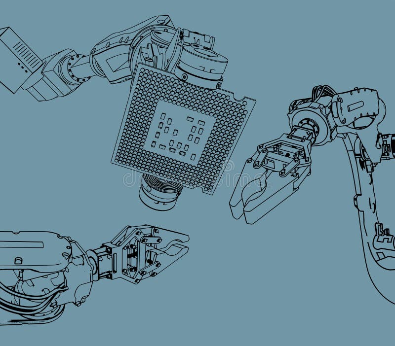 Industrial Robot Blueprints Stock Vector - Illustration of factory ...