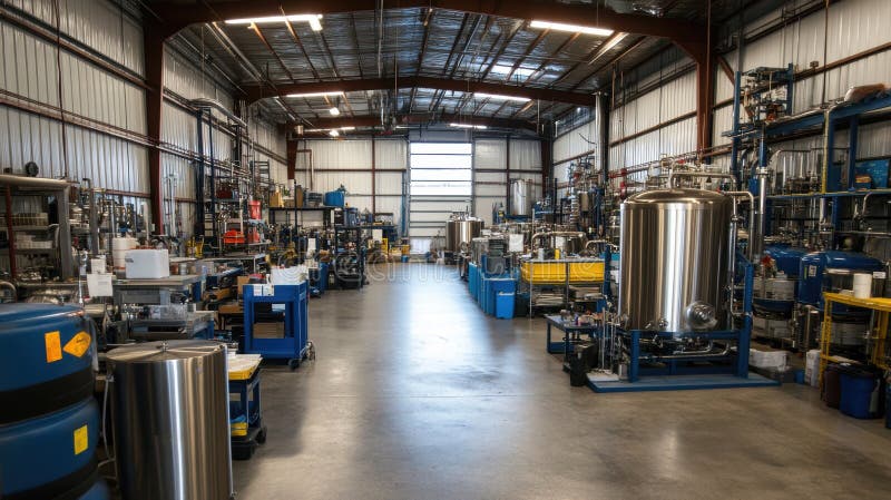 Industrial Manufacturing Facility Filled with Various Equipment and ...