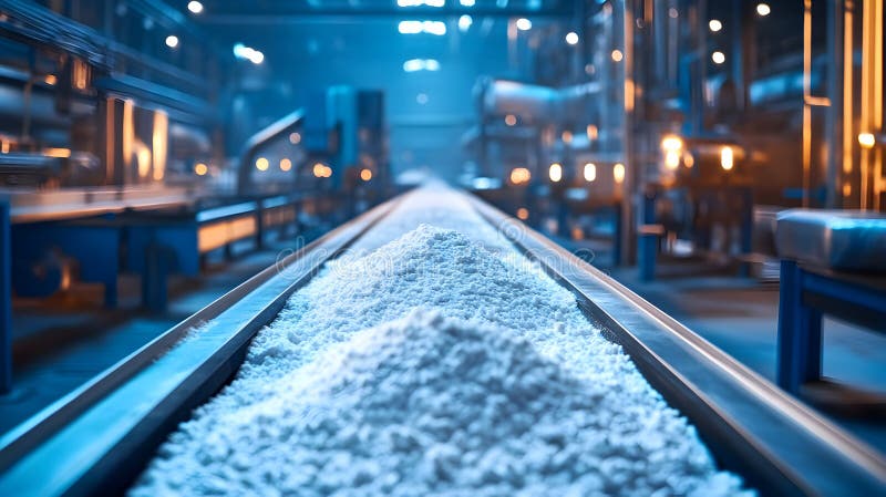 Industrial Manufacturing Line with Raw White Material in Processing ...