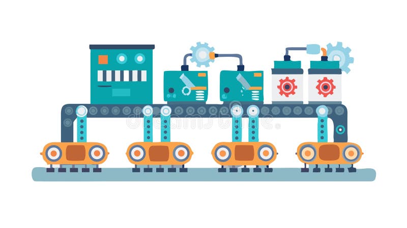 Industrial Manufacturing Process, Assembly Line Production, Vector ...