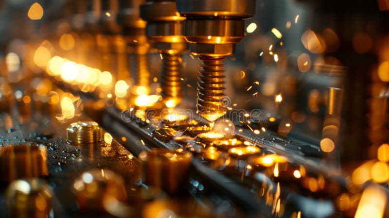 Industrial Manufacturing Process with Sparks and Machinery Stock Photo ...