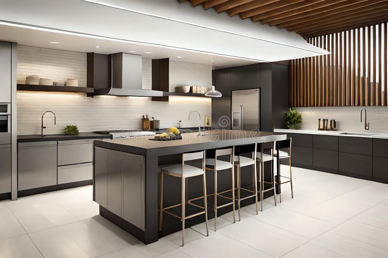 Industrial Massive Central Kitchen. Generative AI Stock Illustration ...