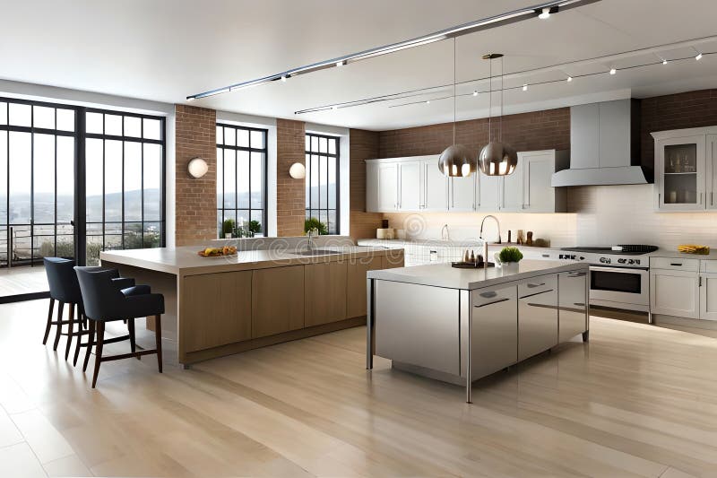 Industrial Massive Central Kitchen. Generative AI Stock Illustration ...