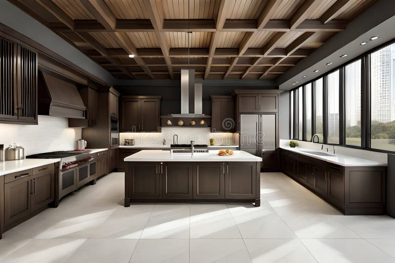 Industrial Massive Central Kitchen. Generative AI Stock Illustration ...