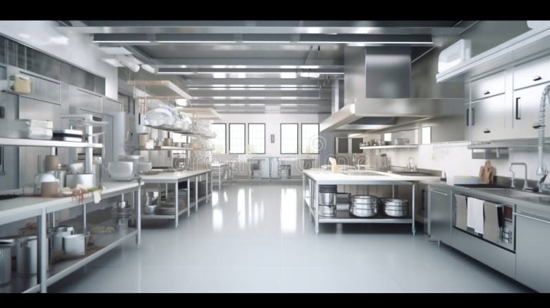 Industrial Massive Central Kitchen. Generative AI Stock Illustration ...