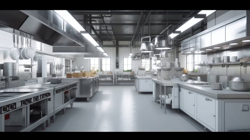 Industrial Massive Central Kitchen. Generative AI Stock Illustration ...