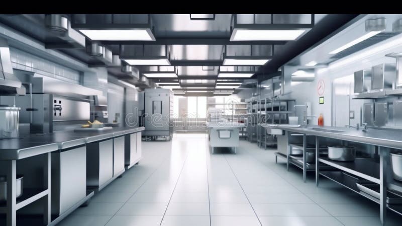 Industrial Massive Central Kitchen. Generative AI Stock Illustration ...