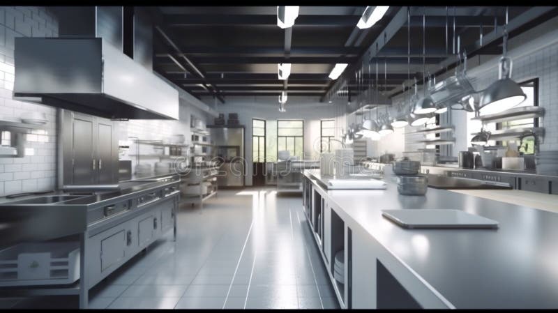 Industrial Massive Central Kitchen. Generative AI Stock Illustration ...