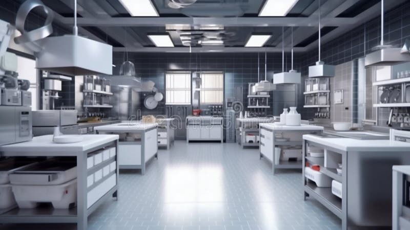Industrial Massive Central Kitchen. Generative AI Stock Illustration ...