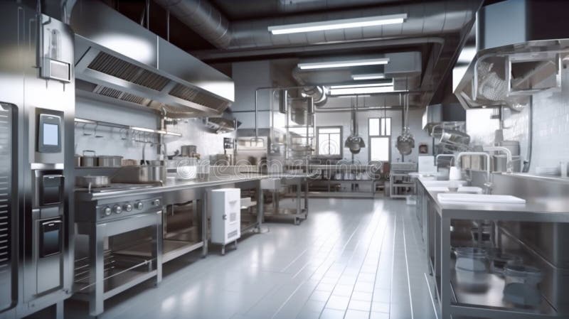 Industrial Massive Central Kitchen. Generative AI Stock Illustration ...