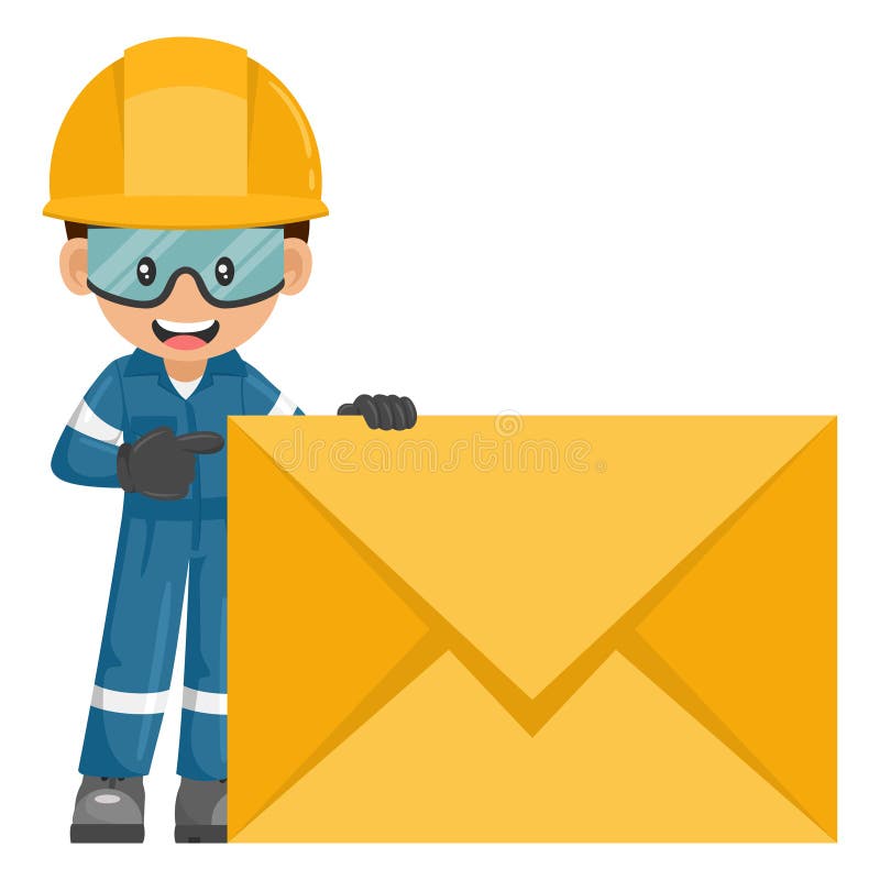 Industrial Mechanic with Letter Envelope for Email. Concept of ...