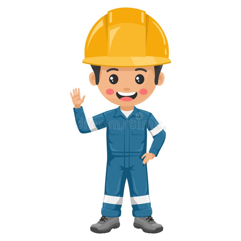 Industrial Mechanical Worker Waving Hello. Effective Communication and ...