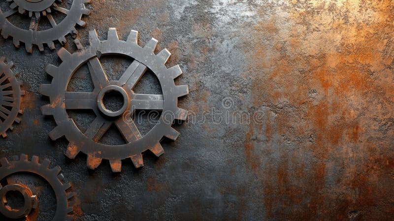 Industrial Mechanism with Gear Patterns in Gray and Rust Tones Showing ...