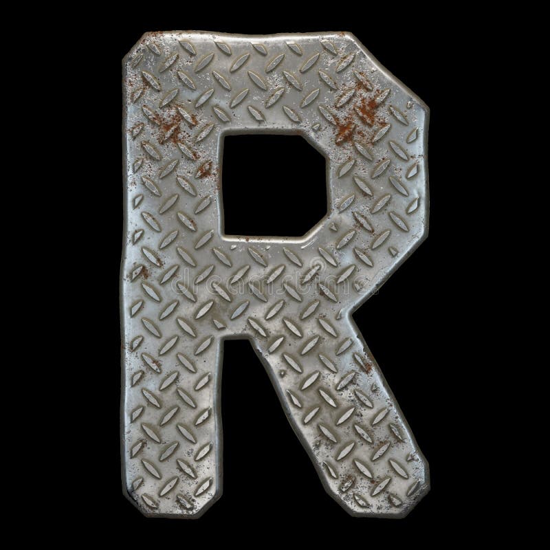 Industrial Metal Alphabet Letter R on Black Background 3d Stock ...