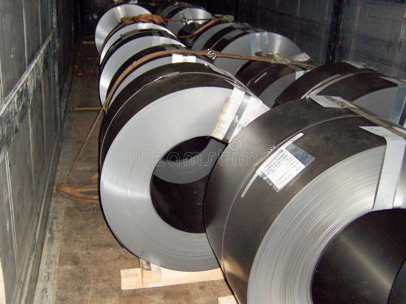 Industrial metal coils machinery plant. Power, engineering. - Stock ...