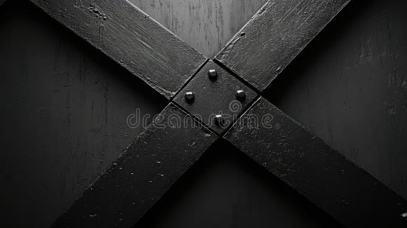 Industrial Metal Cross with Rivets on Black Textured Background for ...