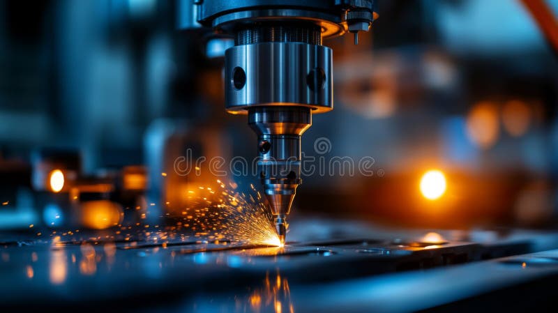 Industrial Metal Cutting Machine Sparks Flying Stock Illustration ...