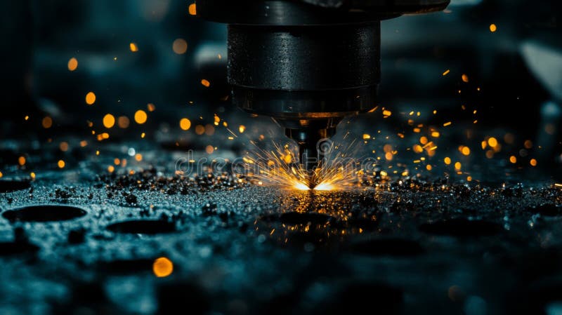 Industrial Metal Cutting Machine Sparks Flying Stock Illustration ...