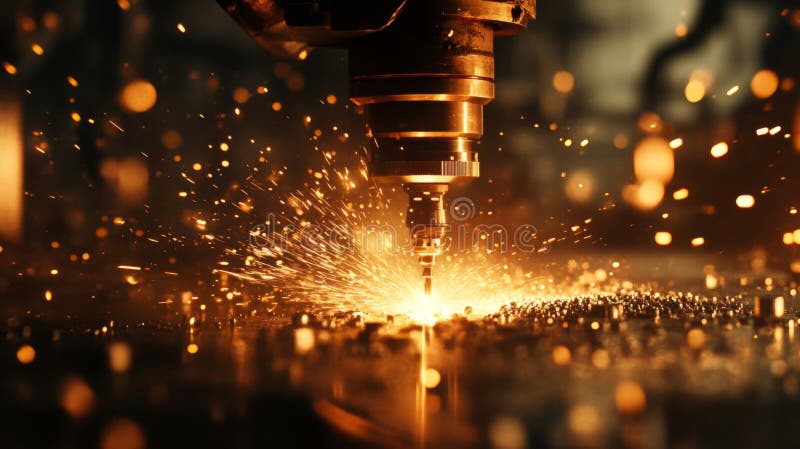 Industrial Metal Cutting Machine Sparks Flying Stock Illustration ...