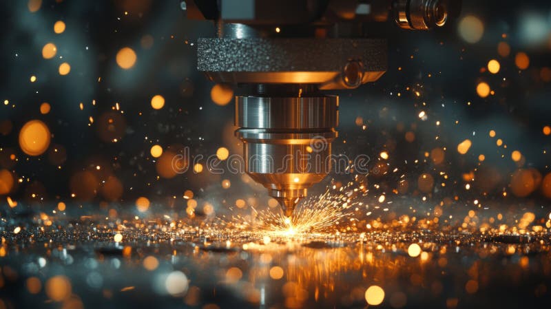 Industrial Metal Cutting Machine Sparks Flying Stock Illustration ...