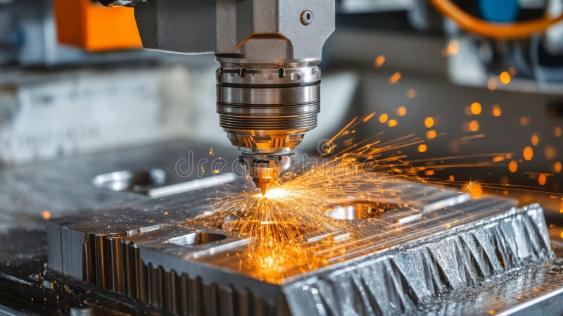 Industrial Metal Cutting Machine Sparks Flying Stock Illustration ...