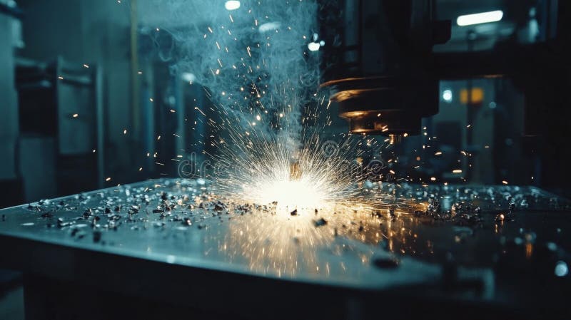 Industrial Metal Fabrication Sparks Fly during Process Stock ...