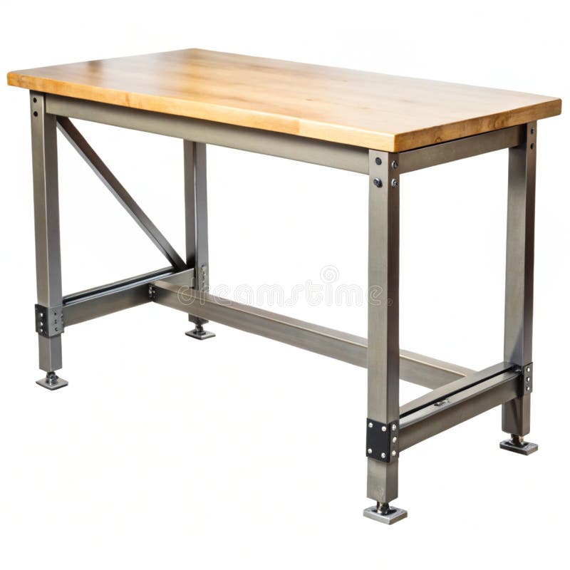 Industrial Metal Frame Table Isolated on White Background Stock ...