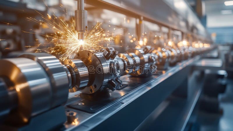 Precision Machining Process in a Manufacturing Facility during the Day ...