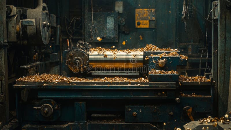 Industrial Metal Lathe Machine during Operation Stock Illustration ...