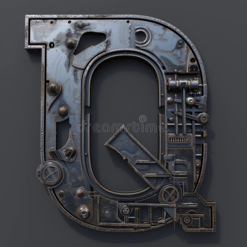 Industrial Metal Letter G with Mechanical Elements Stock Illustration ...
