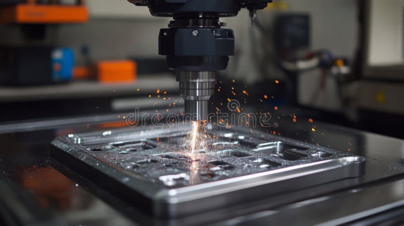 Industrial Metal Milling Machine Cutting Sparks Stock Illustration ...