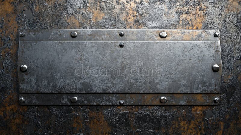 Industrial Metal Plate with Bolts on a Distressed Surface Stock Photo ...