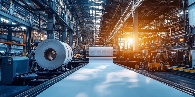 Industrial Metal Processing Line with Large Coil of Steel Rolling ...