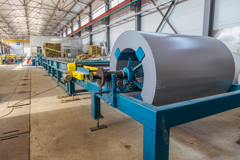 Industrial Metal Sheet Coil in Metal Sheet Forming Machine in Workshop ...